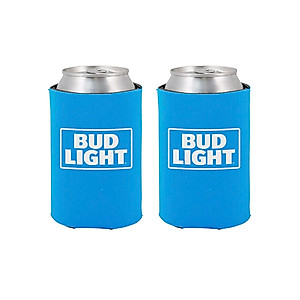 Bud Light 12oz Beer Can Cooler Holder Kaddy Coolie Huggie Set of 2