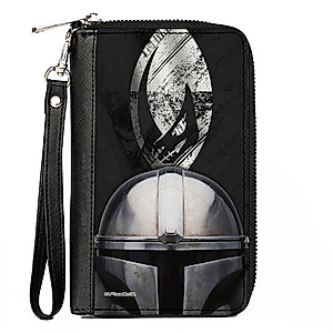 Buckle-Down Women's PU Zip Around Wallet Rectangle-Star Wars The Mandalorian, 7.5"x4.5"