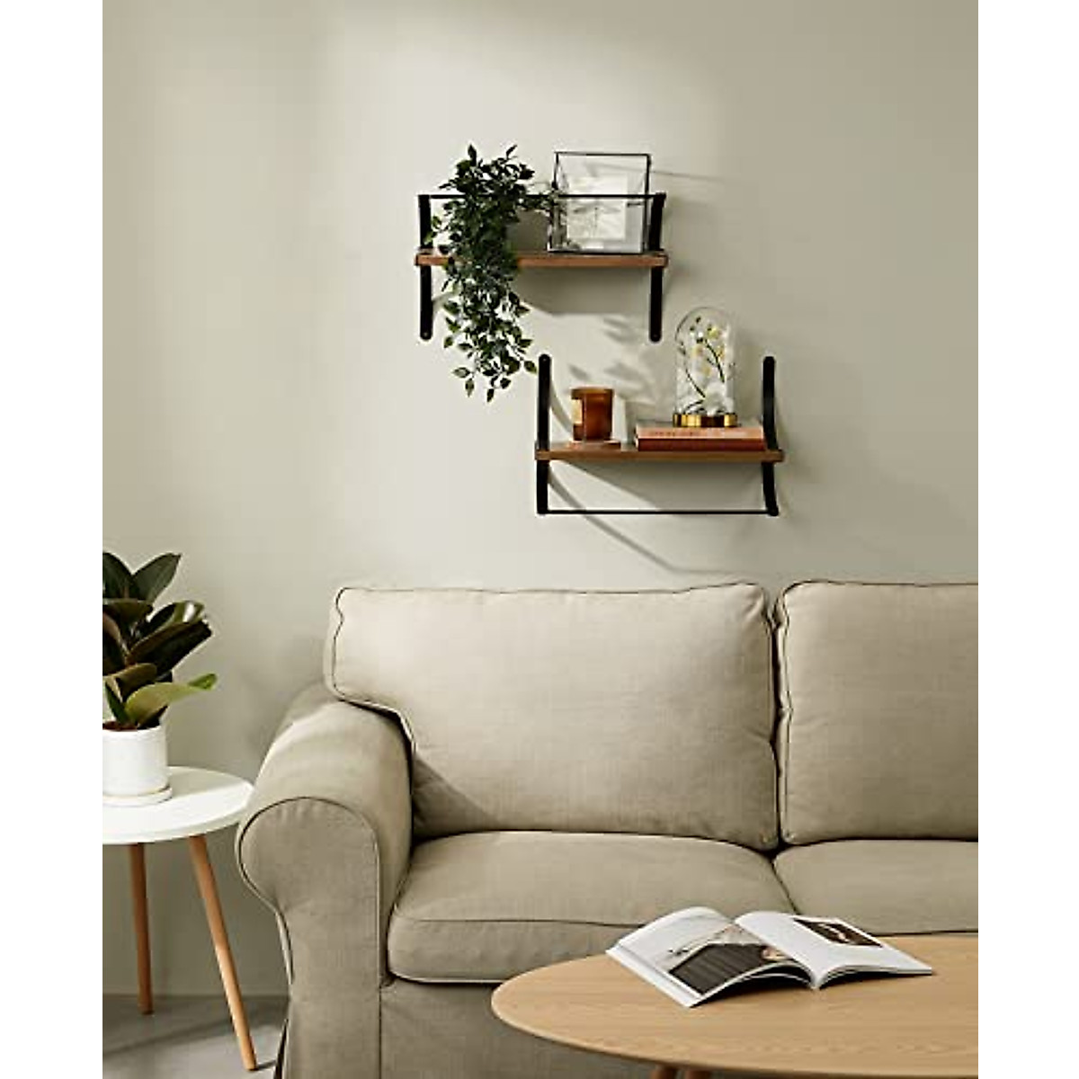 AMADA HOMEFURNISHING Floating Shelves Wall Mounted, Set of 2 AMFS20N & Set of 3 AMFS21