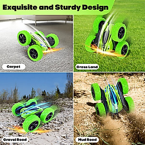 Rcfunkid Remote Control Car, 4WD RC Cars with Double Sided 360 Degrees Tumbling and Rotating, 2.4GHZ RC Stunt Car with LED, Remote Control Car for Boys and Girls 4-7