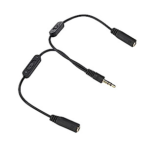 Dilwe Headphone Splitter 3.5mm Audio Stereo Y Splitter Extension CableCouple Headphone Converter Cable Male to Female Dual Headphone Jack Adapter with Switch
