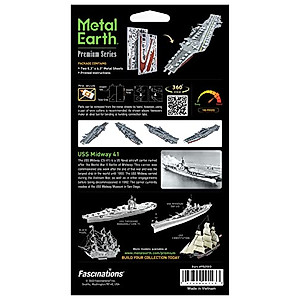Metal Earth Fascinations Premium Series USS Midway Aircraft Carrier 3D Metal Model Kit Bundle with Tweezers