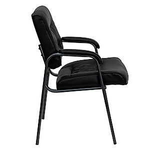 Flash Furniture Haeger Black LeatherSoft Executive Side Reception Chair with Titanium Gray Powder Coated Frame