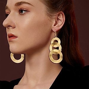 YADOCA 70s Disco Set Metal Coil Bracelets Gold Triple Swirl Disco Earrings for Women