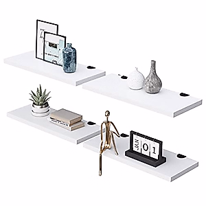 Homaz life Floating Shelves Wall Mounted Set of 4, Storage Decor Shelves for Living Room Bedroom Garage Hallway, White