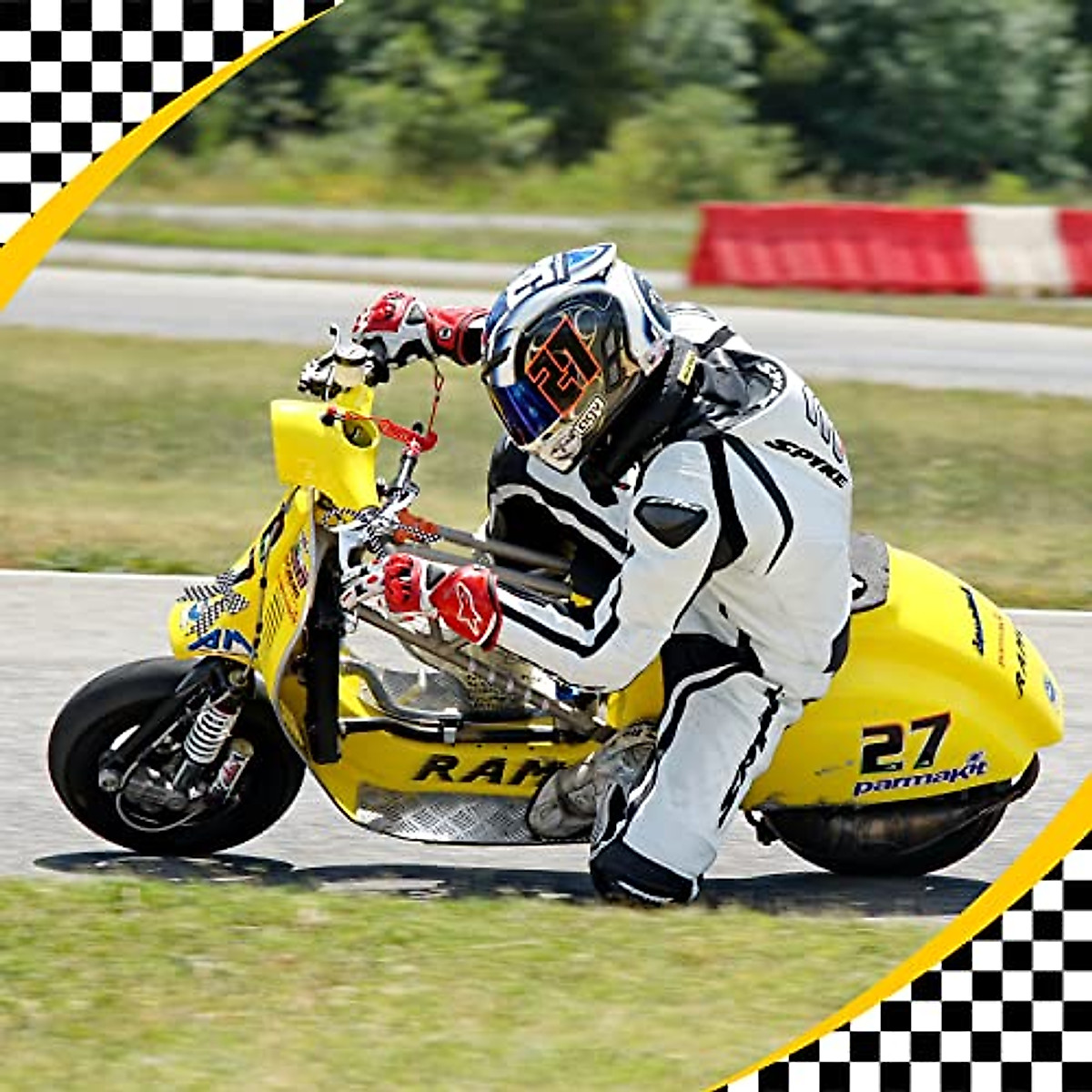 Kuscul 3 Rolls White Checkered Printed Ribbon Black Grosgrain Ribbon Racing Car Theme Checkered Ribbon Gingham Buffalo Plaid Wrapping Ribbon for DIY Crafts Wreath Gift Wrapping, 15 Yard