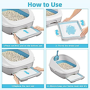 50 PCS Disposable Cat Litter Pads 17.7x13 Inch,for Cat Litter Box, 6-Layer Leak-Proof,Super Absorbent Cat Pads(Blue) (50pcs)