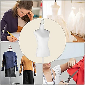 Encomle Dress Form Female Mannequin Torso, Height Adjustable Mannequin Body with Stand for Sewing, Display, White
