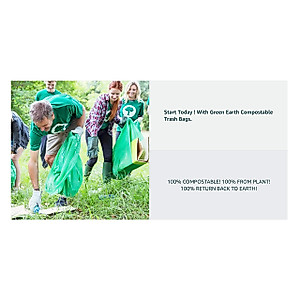 Green Earth Compostable Tall Kitchen Food Scrap Waste Bags, 13 Gallon, 49 Liter, 50-Count, Superior Strength 0.9 Mil Thickness, ASTM D6400, US BPI & Europe OK Compost Home Certified, USA