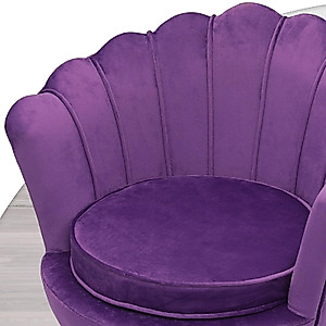 MoNiBloom Purple Accent Chair with Ottoman, Living Room Upholstered Modern Velvet Chair, Bedroom Leisure Single Sofa Chair Armchair Comfy Chair Reading Club Coffee Chair with Pillow and Soft Cushion