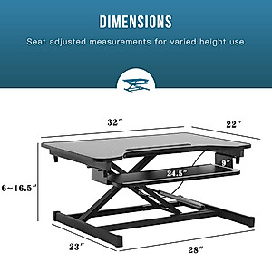 Standing Desk Stand Up Desk Computer Workstation Height Adjustable Ergotron Large Working Area Double Gas Lift Compuetr Office Desk with Removable Keyboard