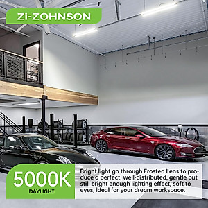 Zi-ZOHNSON 6Pack 4FT LED Shop Light for Workshop, 30W 5000K T8 LED Tube D-Shape Integrated Linkable Shop Lights for Garage, Striped Cover