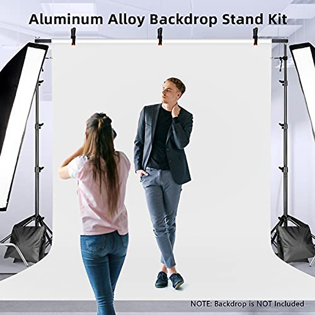 Backdrop Stand 8.5x10ft Adjustable Background Support System Kit Photo Backdrop Stand with 3 x Spring Clamps for Parties Photography Photo Video