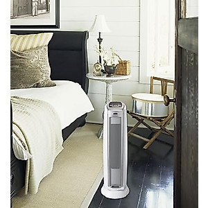 Lasko Oscillating Ceramic Tower Space Heater for Home with Overheat Protection, Timer, 22.5 Inches, Silver, 1500W, 5775, 7.5″L x 7.1″W x 22.75″H