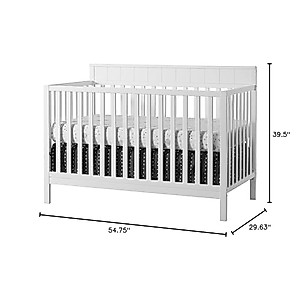 Oxford Baby Logan 4-in-1 Convertible Crib, Snow White, GreenGuard Gold Certified