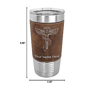 LaserGram 20oz Vacuum Insulated Tumbler Mug, Chiropractic Symbol, Personalized Engraving Included (Faux Leather, Rustic)