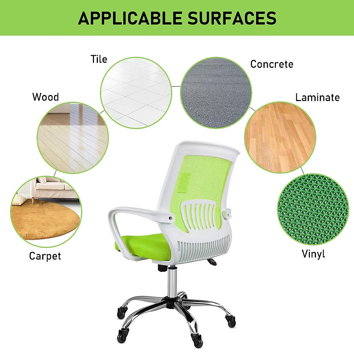 Office Chair Caster Wheels,2 Heavy Duty Desk Chair Wheels Replacement for Hardwood Floor,Smooth&Silent Swivel Wheels, 7/16”X 7/8”Universal Fit for Herman Miller,Game Chairs(not fit IKEA Chairs)