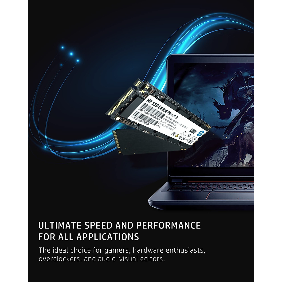 HP EX900 Plus 512GB NVMe PCIe M.2 Interface SSD, GEN 3 x 4, 8 Gb/s, 2280 3D NAND PC Internal Solid State Hard Drive Up to 3200 MB/s - 35M33AA#ABA