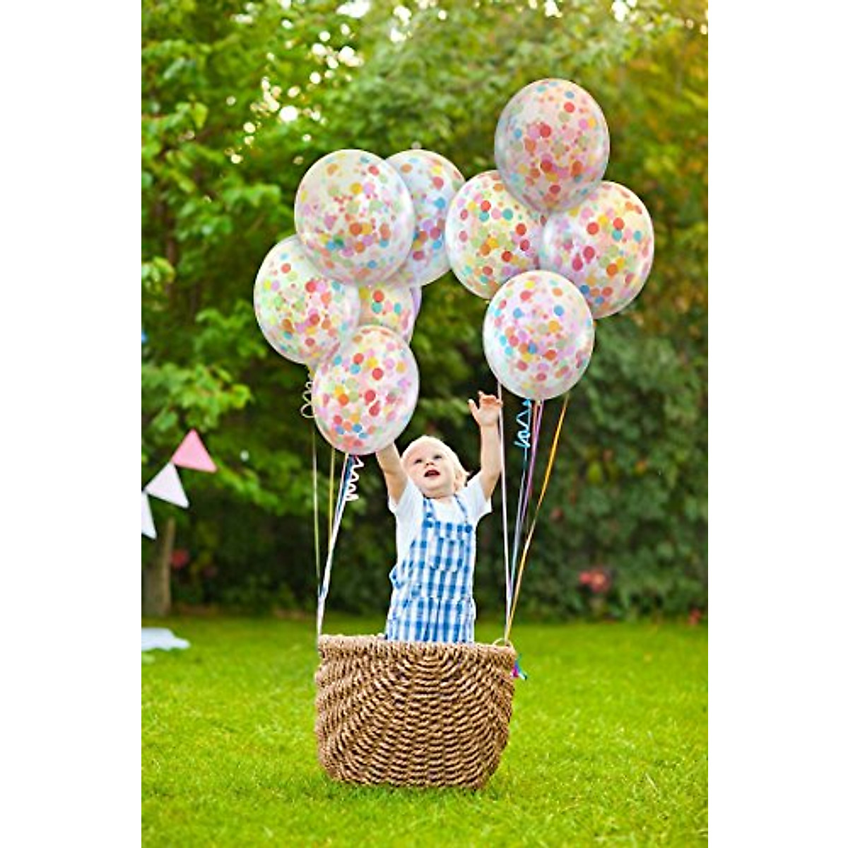 Rainbow Multicolor Confetti Balloons | Bright Colorful Confetti Pre-Filled | Wedding Engagement Birthday Party Events (16 Pack Rainbow, 12 inches)