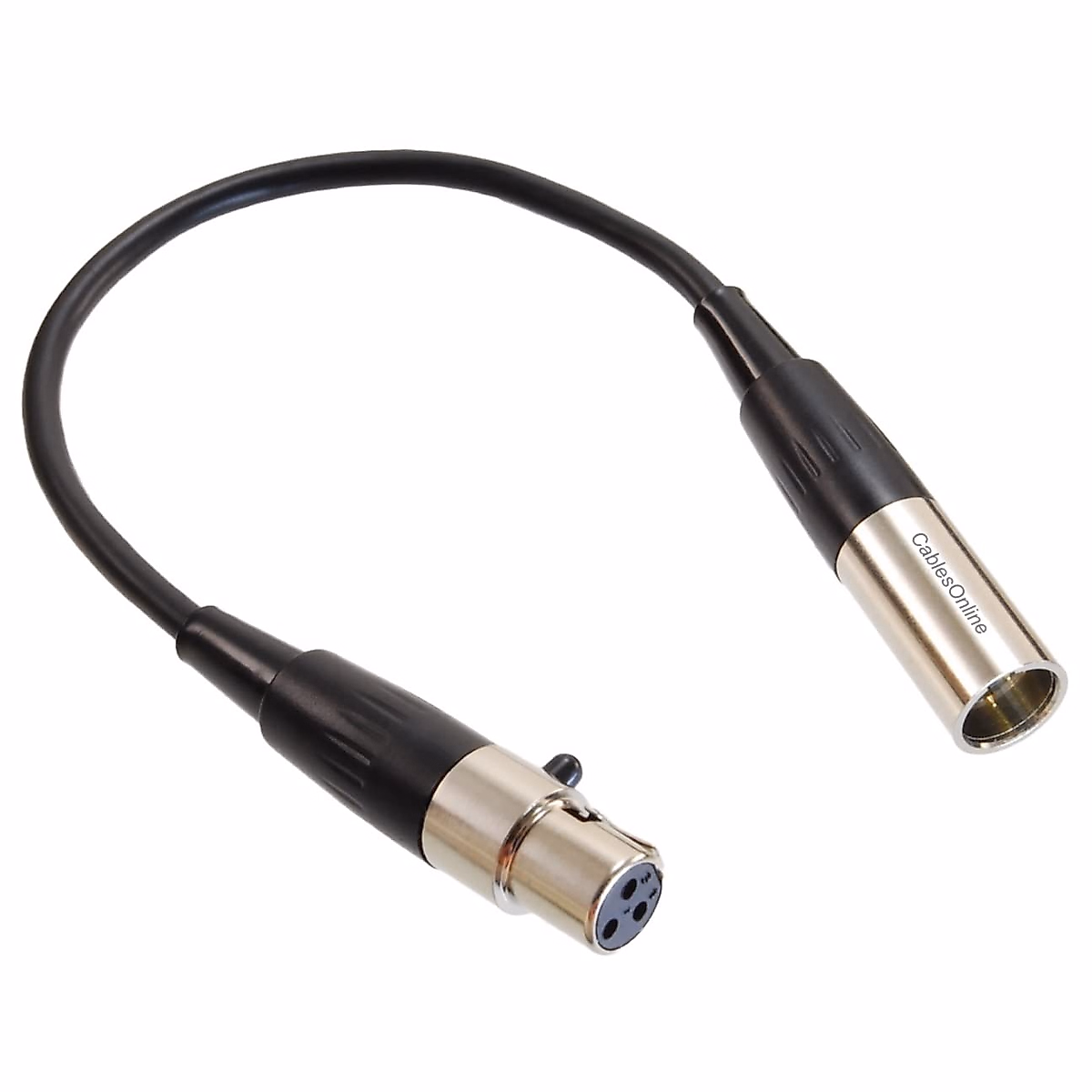 CablesOnline 6-inches Mini-XLR 3-Pin Male to Mini-XLR 3-Pin Female Pro Microphone Cable, XM-000