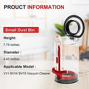 V11 Canister Dust Bin Replacement 970050-01 Compatible with dyson V11 V15 SV14 SV15 SV22 Vacuum Cleaner Canister Large Vacuum Bin Part no.965443-01 with HEPA Filter
