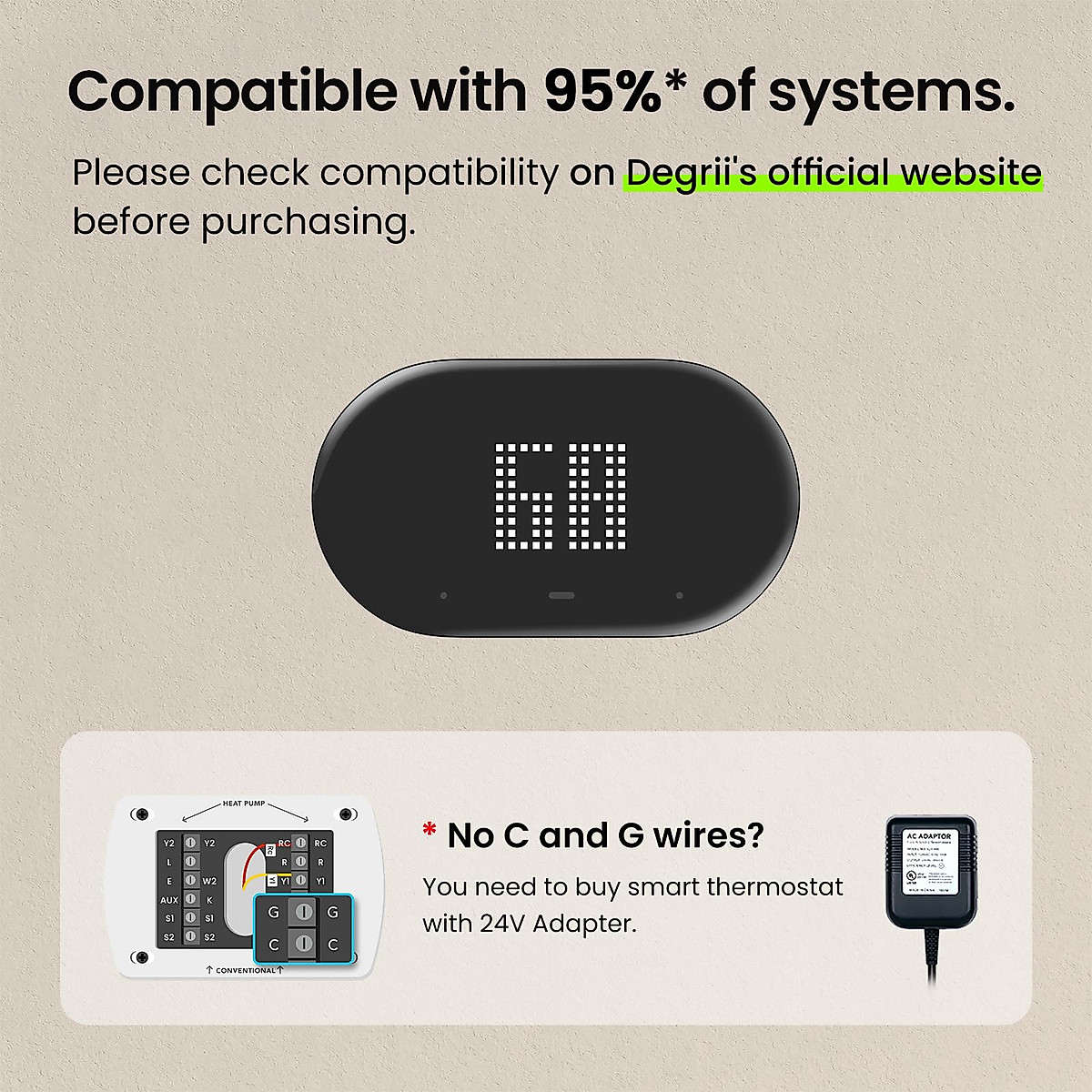 Degrii Smart Thermostat - Smart Thermostats for Home with App Control, Multi-Schedule Programming, Geofencing, Easy DIY Setup, Programmable Wi-Fi Thermostat, Black