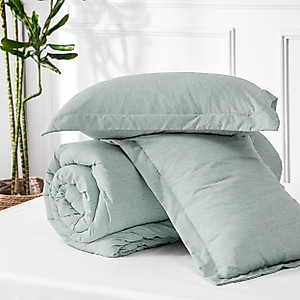 Bedsure Full Comforter Set - Sage Green Full Size Comforter, Soft Bedding for All Seasons, Cationic Dyed Bedding Set, 3 Pieces, 1 Comforter (82"x86") and 2 Pillow Shams (20"x26"+2")