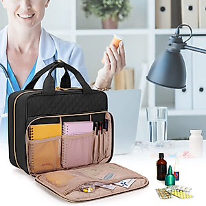 Damero Pill Bottle Organizer, Travel Medicine Bag Organizer, Medicine Organizer and Storage for Pills, Vitamin, Fish Oil, Medical Supplements for Women and Men, Black