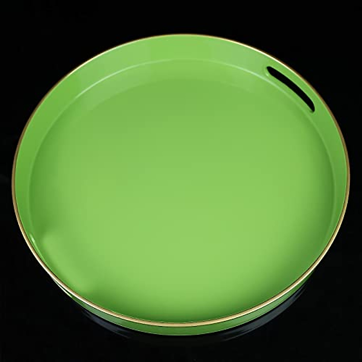 Leemxiiny Lime Green Round Decorative Tray with Handles, 13" Elegant Coffee Table Serving Tray for Ottoman Living Room, Bathroom, Outdoors, Breakfast