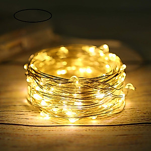 Mikasol Led String Lights, Mini Battery Powered Copper Wire Starry Fairy Lights, Battery Operated String Lights for Bedroom, Christmas, Parties, Wedding, Centerpiece, Decoration (10m/33ft Warm White)