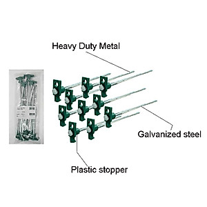 SE Heavy-Duty Metal Tent Pegs Stake Set - 20-Pack, 10.5" Galvanized Steel Pegs for Secure Anchoring in Various Terrains - 9NRC10-20