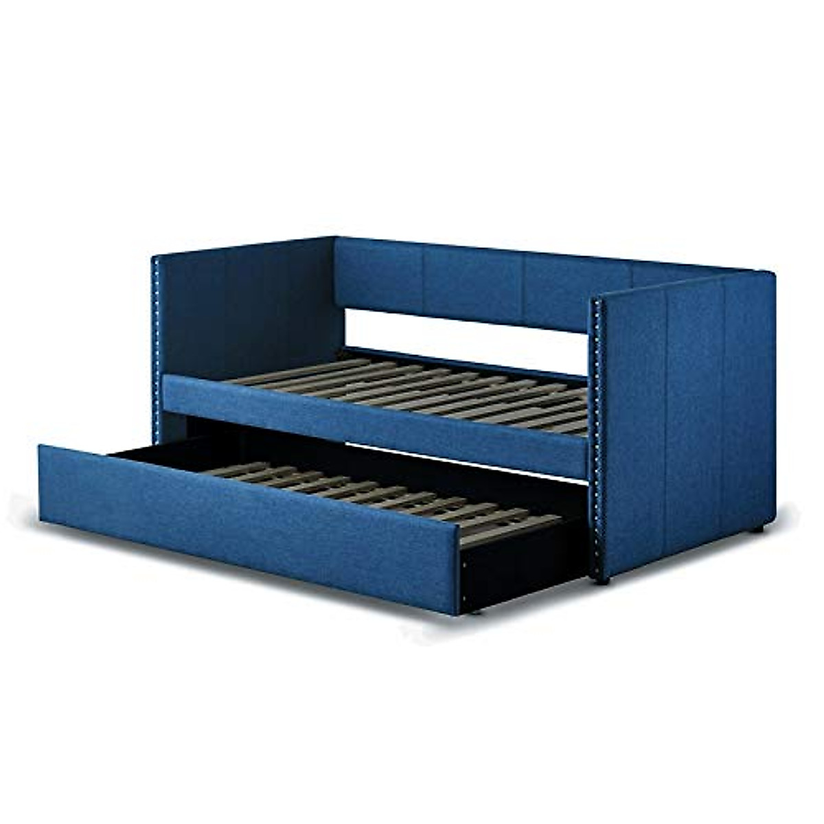 Lexicon Therese Upholstered Nailhead Trim Twin Daybed with Trundle in Blue