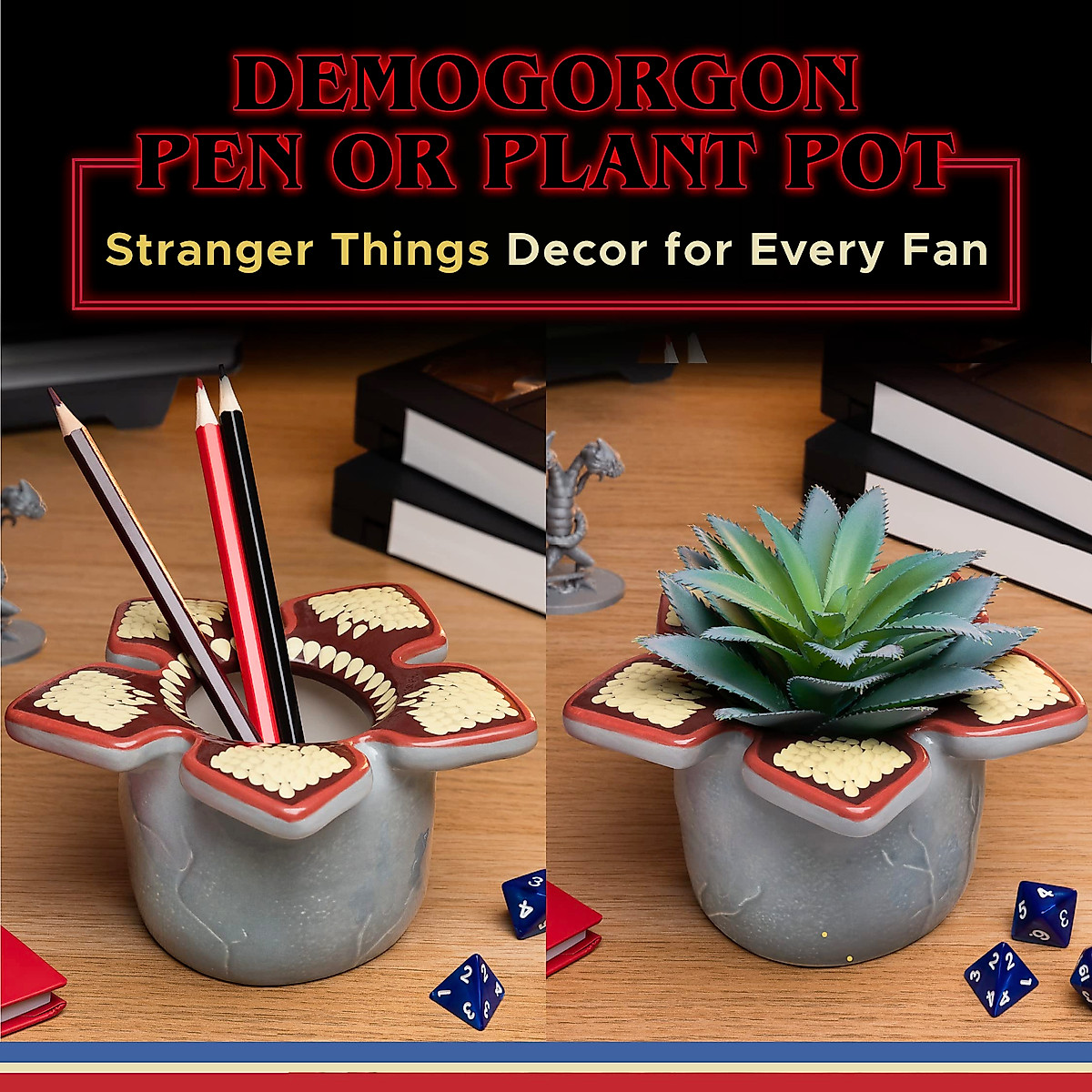 Paladone Stranger Things Demogorgon Ceramic Planter or Pen Holder | Officially Licensed Stranger Things Merchandise and Desk Decor