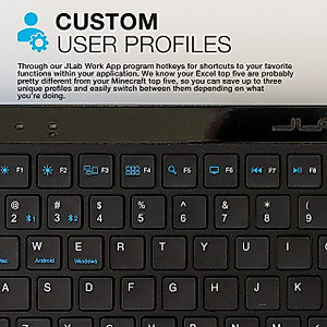 JLab JBuds Wireless Keyboard, Black, 95 Keys, Connect Via Bluetooth or USB Wireless Dongle, Multi-Device Toggle, Soft Touch Keys, Smart Media Knob, Custom User Profiles, Rechargeable (1 Pack)