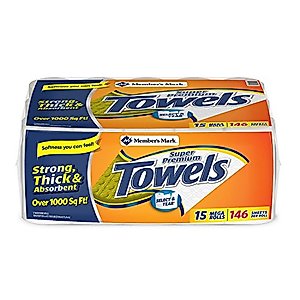Member's Mark Super Premium, 2-Ply Paper Towels (15 Rolls, 146 Sheets per Roll) (pack of 2)