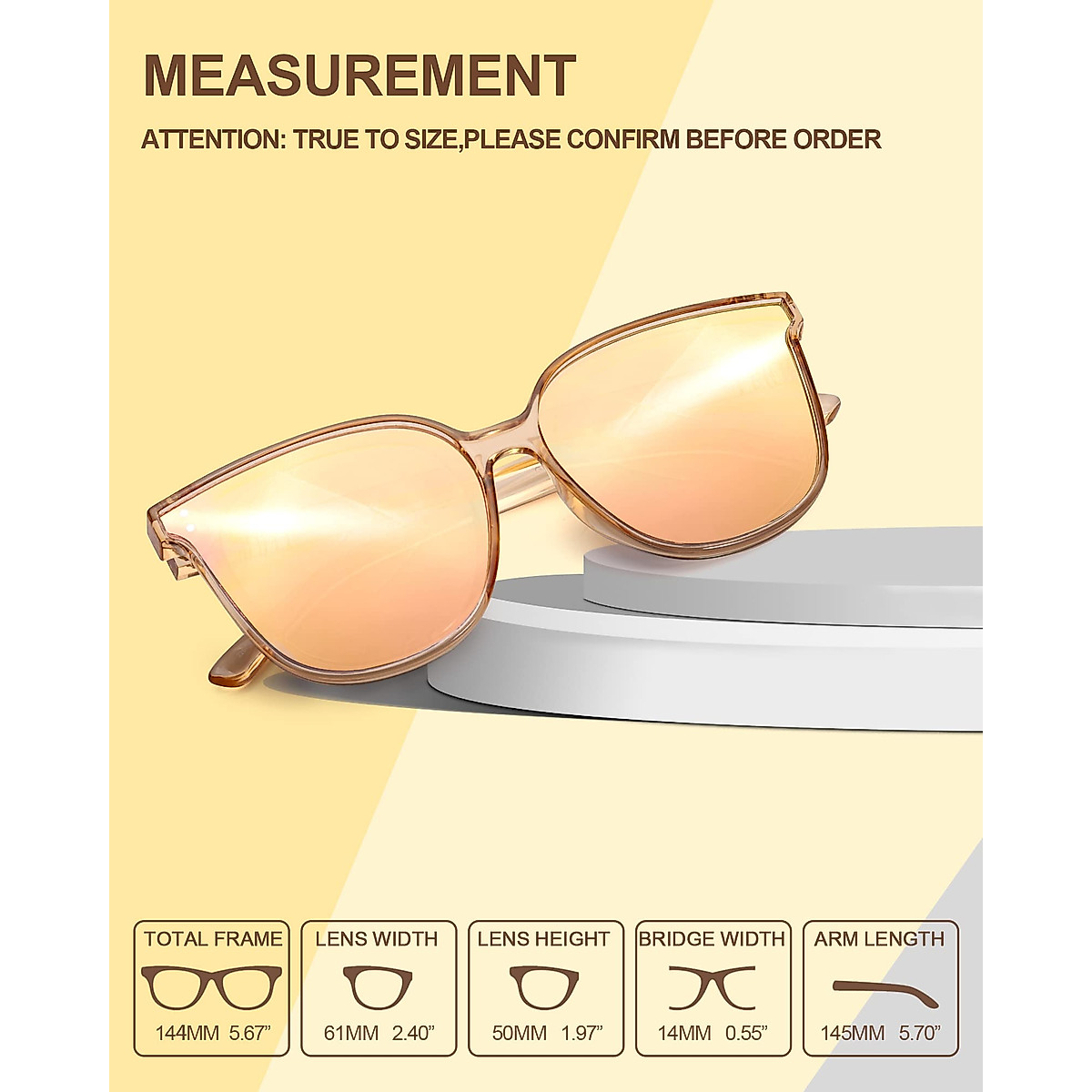 LVIOE Polarized Sunglasses for Women Modern Cute Cat Eye Style UV Protection LS1627s