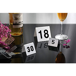 New Star Foodservice 26757 Double Sided Plastic Table Numbers, 1-25, Acrylic, White, 1.7" x 2"