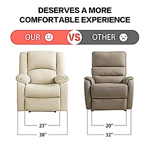 ASHOMELI Large Real Leather Recliner Chair, 150 Degree Tilt, Living Room Bedroom Sofa Recliner (Beige)