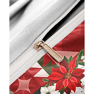 ZIRANSHU Christmas Duvet Cover King Size, Christmas Floral Wreath Comforter Cover Holiday Decoration Christmas Theme Bedding Set with Zipper Closure Printed Quilt Cover (1 Duvet Cover + 2 Pillowcase)