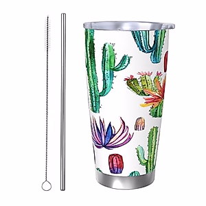 AYCZN Tropical Cactus Flower 20 OZ Tumbler Stainless Steel Travel Coffee Mug, Cacti Plant Insulated Water Bottle with Lid Leakproof Thermal Cup