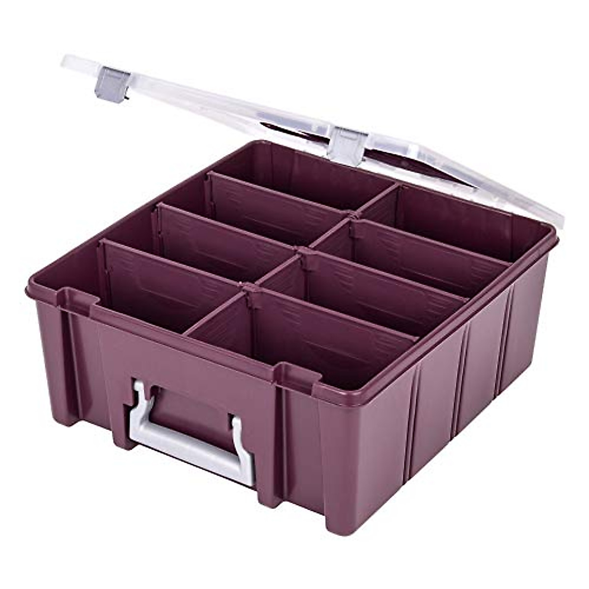 AB Designs 6990ABP Super Satchel Double Deep with Removable Dividers, Stackable Home Storage Organization Container, Plum