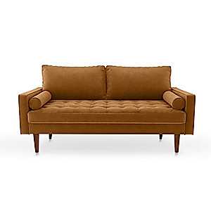 SILKIR Velvet Furniture for Small Spaces, Mid-Century Modern Loveseats for Living Room, Love Seat Couch Sofas, 70 Inches, Ginger
