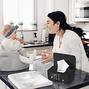 Moorfowl Baby Wipe Dispenser for Bathroom, Upgarde Design(8.2L x 4.9W x 3.9H inches), Minimalist Wipes Holder Container Flushable (Black-New)