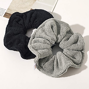 Ivyu Microfiber Hair Drying Scrunchies Towel Fiber Large Big Scrunchie for Curl Hair for Shower Wet Anti Frizz Hair Products Absorbent Fast Terry Cloth Sleep Scrunchy