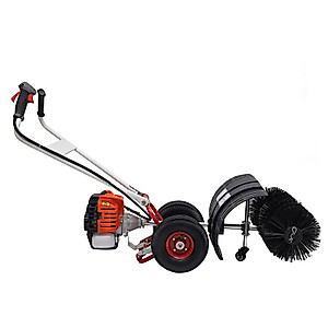 52cc Handheld Snow Sweeper Brush Broom, Gas Power Folding Outdoor Driveway Turf Grass Snow Cleaning Tool Walkway Cleaner for Leaves, Snow, and Gravel