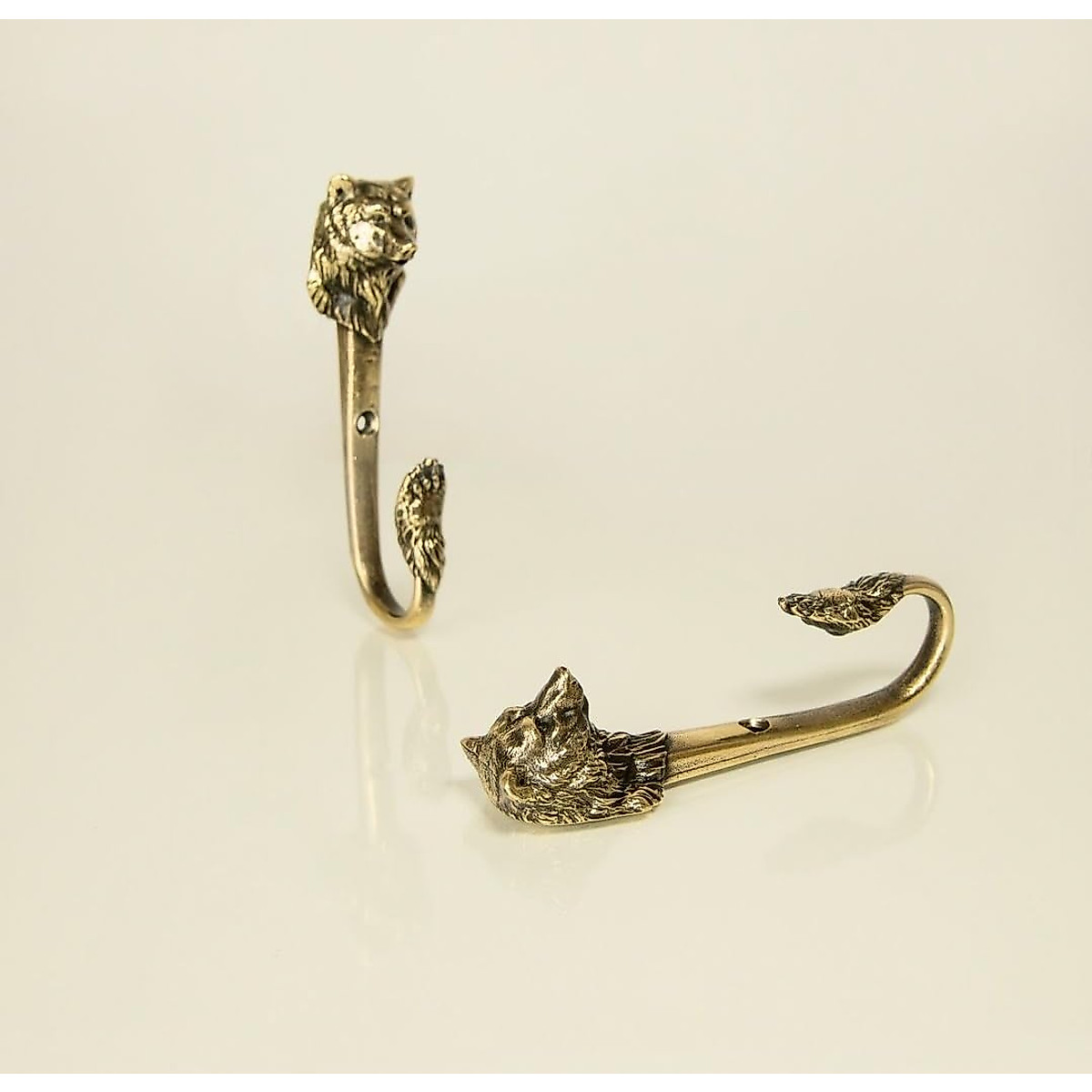 Bear (Paw) hanging metal strong wall hook. Handmade made of brass. For Kitchen Living Room Bathroom. Rack hangers for hanging Coats Towels Keys Hats Purse Backpacks. Unique design. Gold