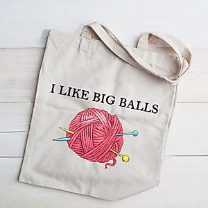 JXGZSO Crochet supplies Bag Knitting Project Bag I Like Big Balls Make Up Bag Funny Knitting Gift For Knitter (i like big balls shopping)