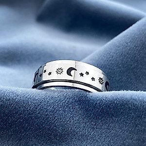 Zed ShadoWw Tuning Rotating Stars Sun Moon Stainless steel Ring Playability Boho Bands Jewelry size11