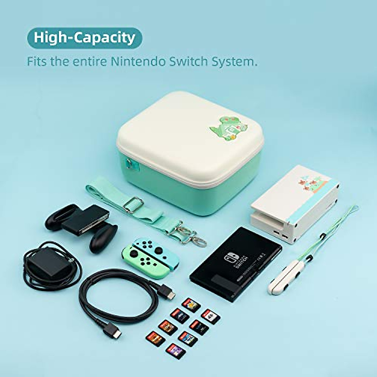 GeekShare Tree House Case for Switch/OLED, Travel Case with 18 Game-Card Slots for Switch Console, Pro Controller, Dock and Accessories