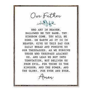 Our Father Who Art In Heaven Hallowed Be Thy Name The Lord's Prayer Sign Our Father Sign Bible Verse Scripture Bible Quote Without Frame - 8x10"